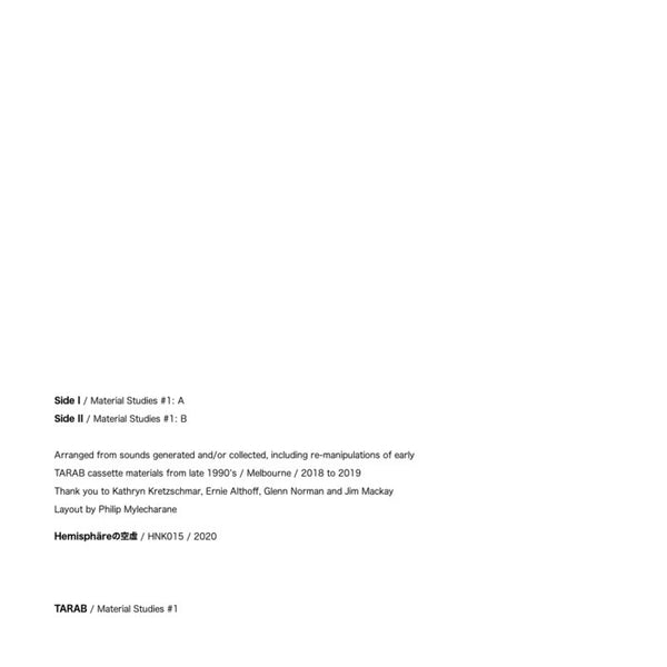 Tarab // Material Studies #1 TAPE – Tobira Records